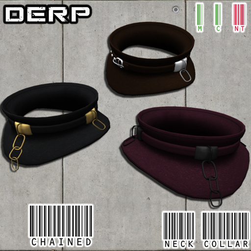 Second Life Marketplace - DERP. Chained Collar - BLACK